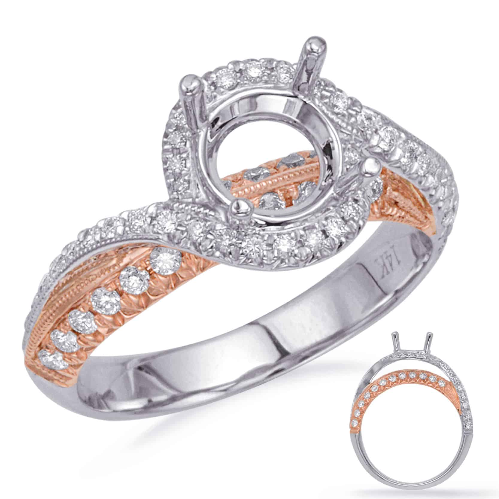 S. Kashi Rose & White Gold Engagement Ring (EN8229-1RW) - Michael Herr ...