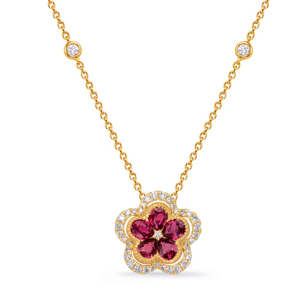 S. Kashi Yellow Gold Diamond & Ruby Necklace (N1239-RYG) - Michael Herr ...
